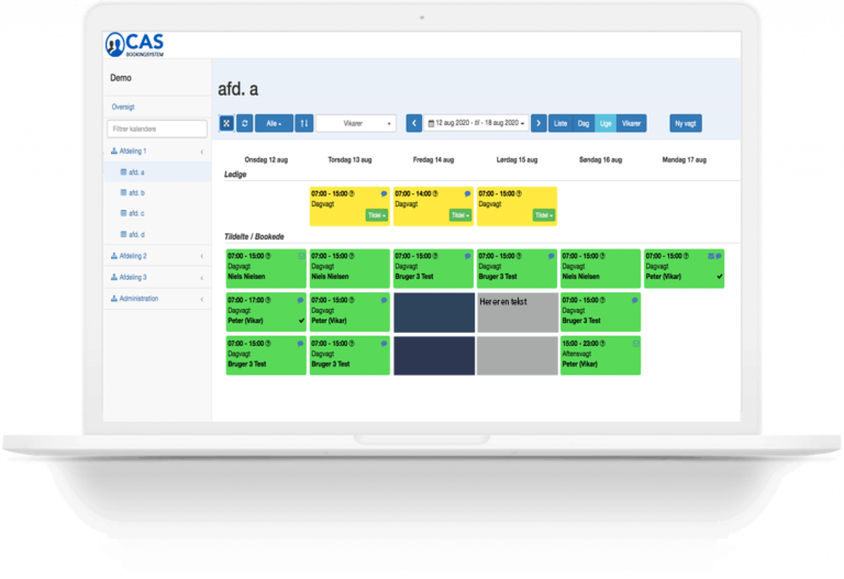 Bookingsystem - Cas vikar booking